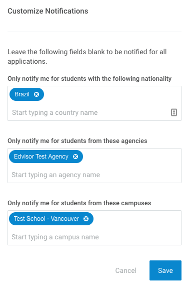 Schools: Notifications